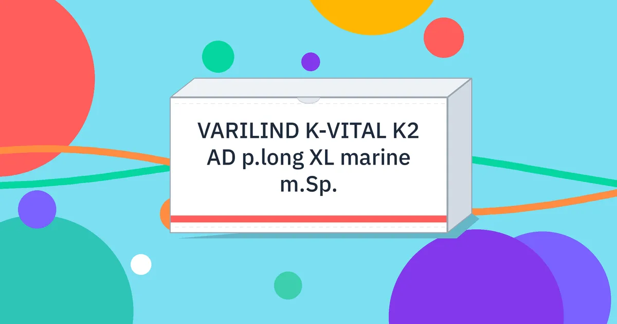 Symbolbild: Packung mit der Aufschrift VARILIND K-VITAL K2 AD p.long XL marine m.Sp. (PZN 20567909) – Verfügbarkeit und Bezug in Apotheken in Frankfurt am Main