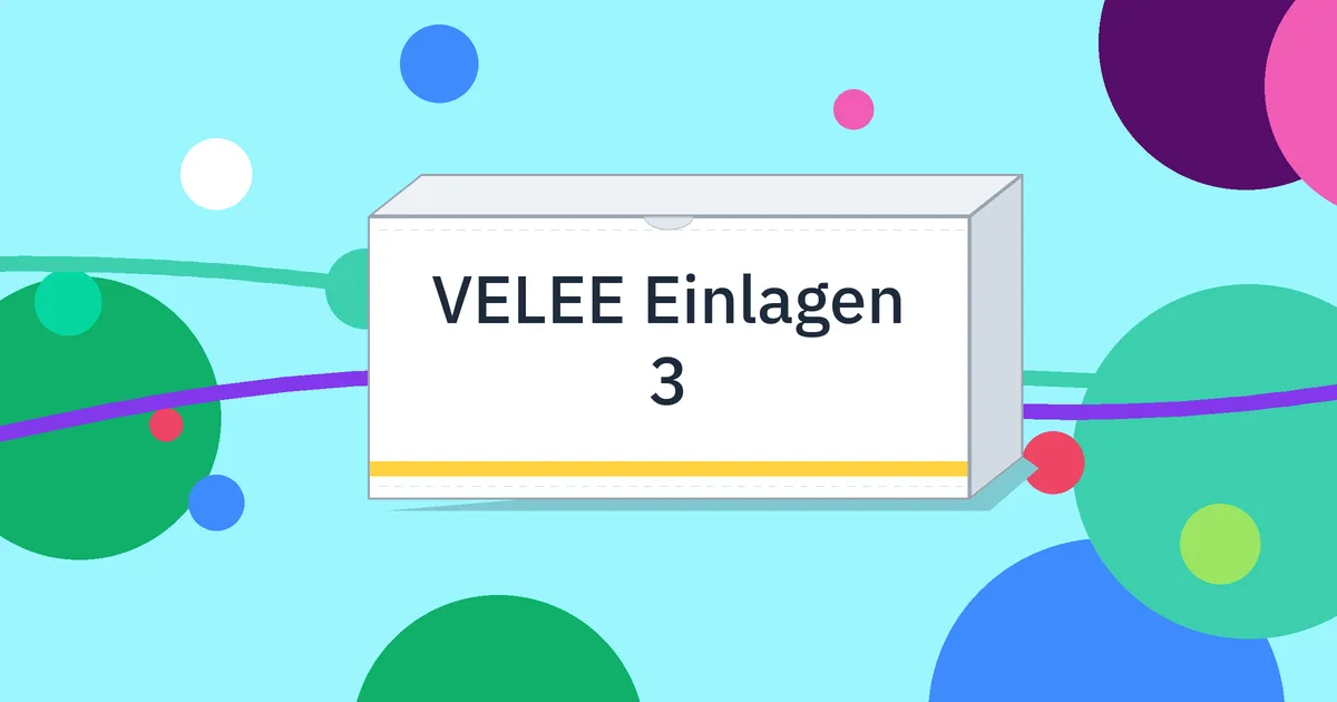 Symbolbild: Packung mit der Aufschrift VELEE Einlagen 3 (PZN 20578681) – Verfügbarkeit und Bezug in Apotheken in Frankfurt am Main