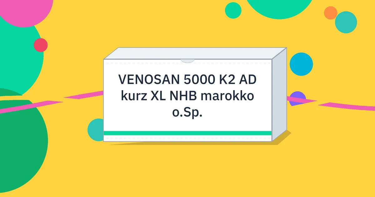 Symbolbild: Packung mit der Aufschrift VENOSAN 5000 K2 AD kurz XL NHB marokko o.Sp. (PZN 14431850) – Verfügbarkeit und Bezug in Apotheken in Frankfurt am Main