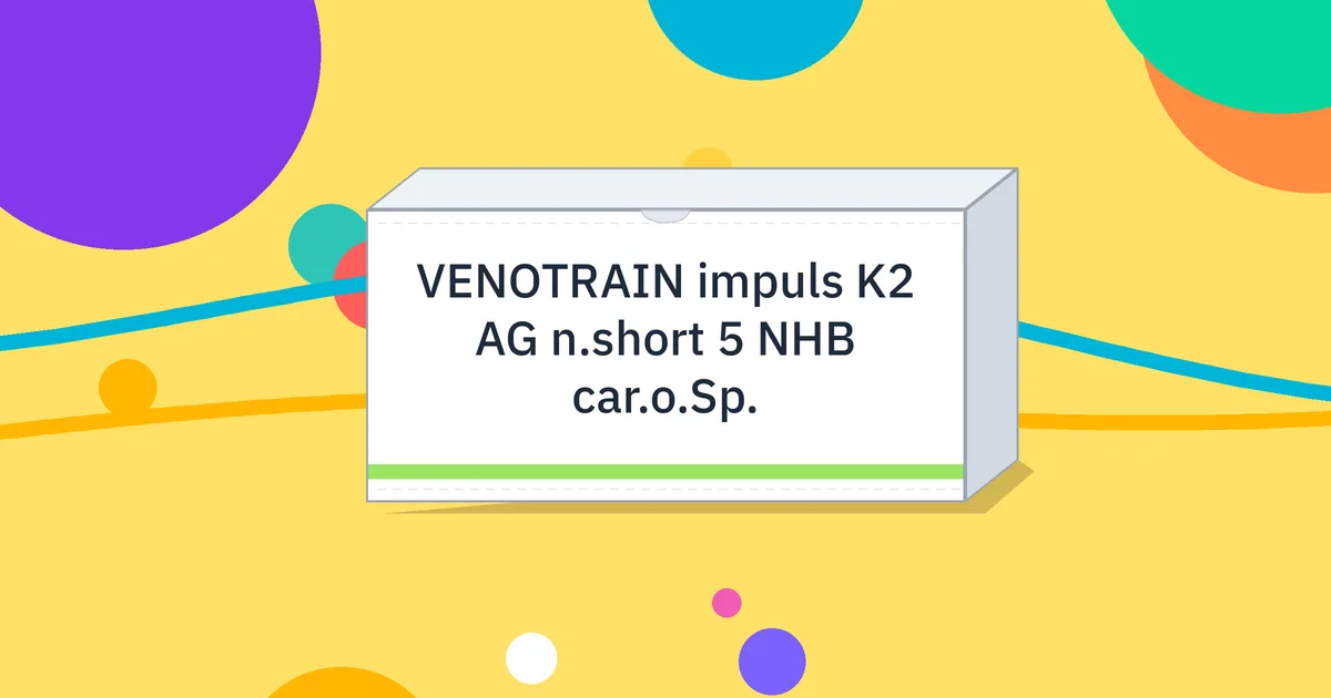 Symbolbild: Packung mit der Aufschrift VENOTRAIN impuls K2 AG n.short 5 NHB car.o.Sp. (PZN 08421528) – Verfügbarkeit und Bezug in Apotheken in Frankfurt am Main