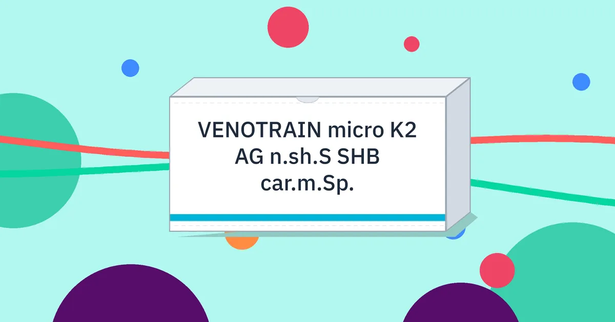 Symbolbild: Packung mit der Aufschrift VENOTRAIN micro K2 AG n.sh.S SHB car.m.Sp. (PZN 00416031) – Verfügbarkeit und Bezug in Apotheken in Frankfurt am Main