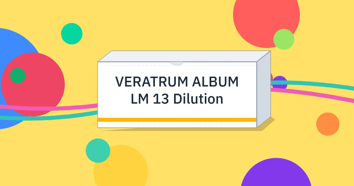 Symbolbild: Packung mit der Aufschrift VERATRUM ALBUM LM 13 Dilution (PZN 13264462) – Verfügbarkeit und Bezug in Apotheken in Frankfurt am Main