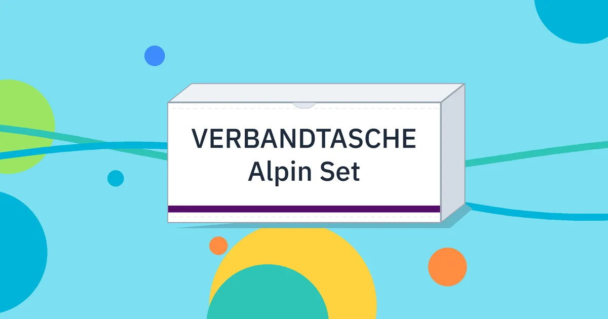 Symbolbild: Packung mit der Aufschrift VERBANDTASCHE Alpin Set (PZN 13250282) – Verfügbarkeit und Bezug in Apotheken in Frankfurt am Main