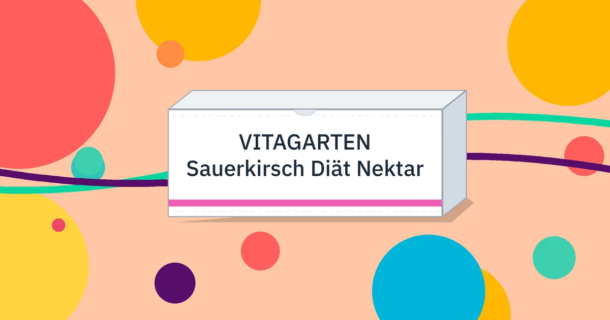 Symbolbild: Packung mit der Aufschrift VITAGARTEN Sauerkirsch Diät Nektar (PZN 07221922) – Verfügbarkeit und Bezug in Apotheken in Frankfurt am Main