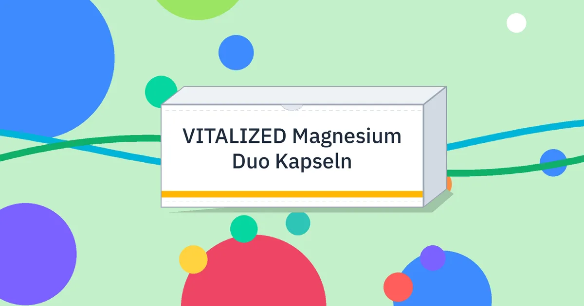 Symbolbild: Packung mit der Aufschrift VITALIZED Magnesium Duo Kapseln (PZN 20109638) – Verfügbarkeit und Bezug in Apotheken in Frankfurt am Main