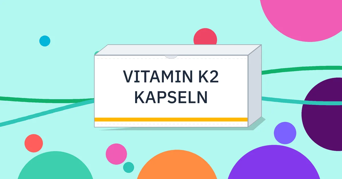Symbolbild: Packung mit der Aufschrift VITAMIN K2 KAPSELN (PZN 13197458) – Verfügbarkeit und Bezug in Apotheken in Frankfurt am Main