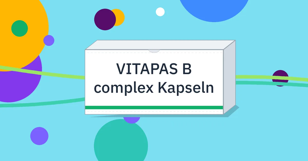 Symbolbild: Packung mit der Aufschrift VITAPAS B complex Kapseln (PZN 16239507) – Verfügbarkeit und Bezug in Apotheken in Frankfurt am Main