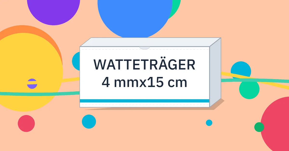 Symbolbild: Packung mit der Aufschrift WATTETRÄGER 4 mmx15 cm (PZN 01979279) – Verfügbarkeit und Bezug in Apotheken in Frankfurt am Main