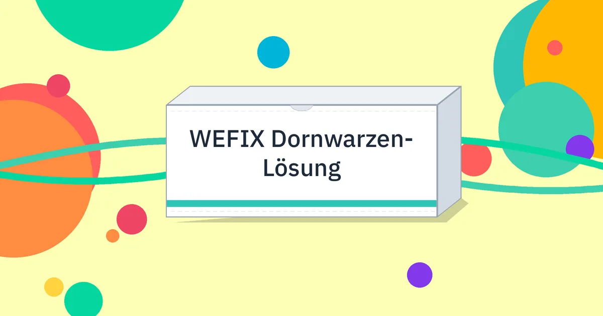 Symbolbild: Packung mit der Aufschrift WEFIX Dornwarzen-Lösung (PZN 18098301) – Verfügbarkeit und Bezug in Apotheken in Frankfurt am Main