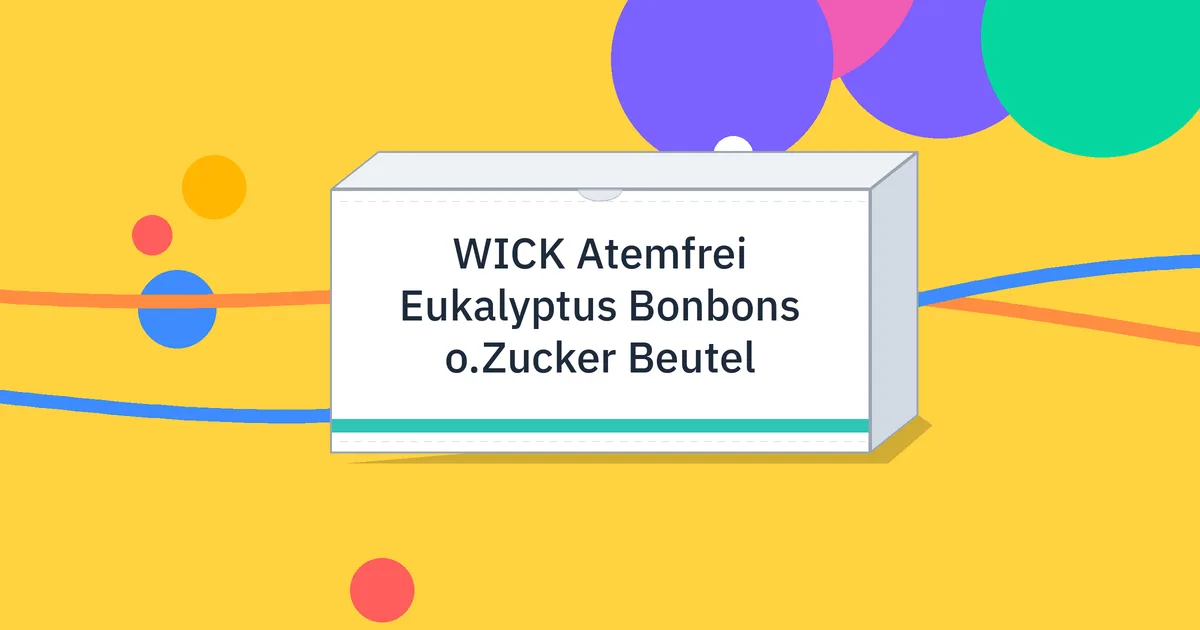 Symbolbild: Packung mit der Aufschrift WICK Atemfrei Eukalyptus Bonbons o.Zucker Beutel (PZN 12595300) – Verfügbarkeit und Bezug in Apotheken in Frankfurt am Main