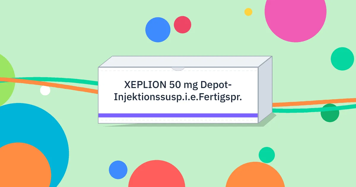 Symbolbild: Packung mit der Aufschrift XEPLION 50 mg Depot-Injektionssusp.i.e.Fertigspr. (PZN 00373132) – Verfügbarkeit und Bezug in Apotheken in Frankfurt am Main