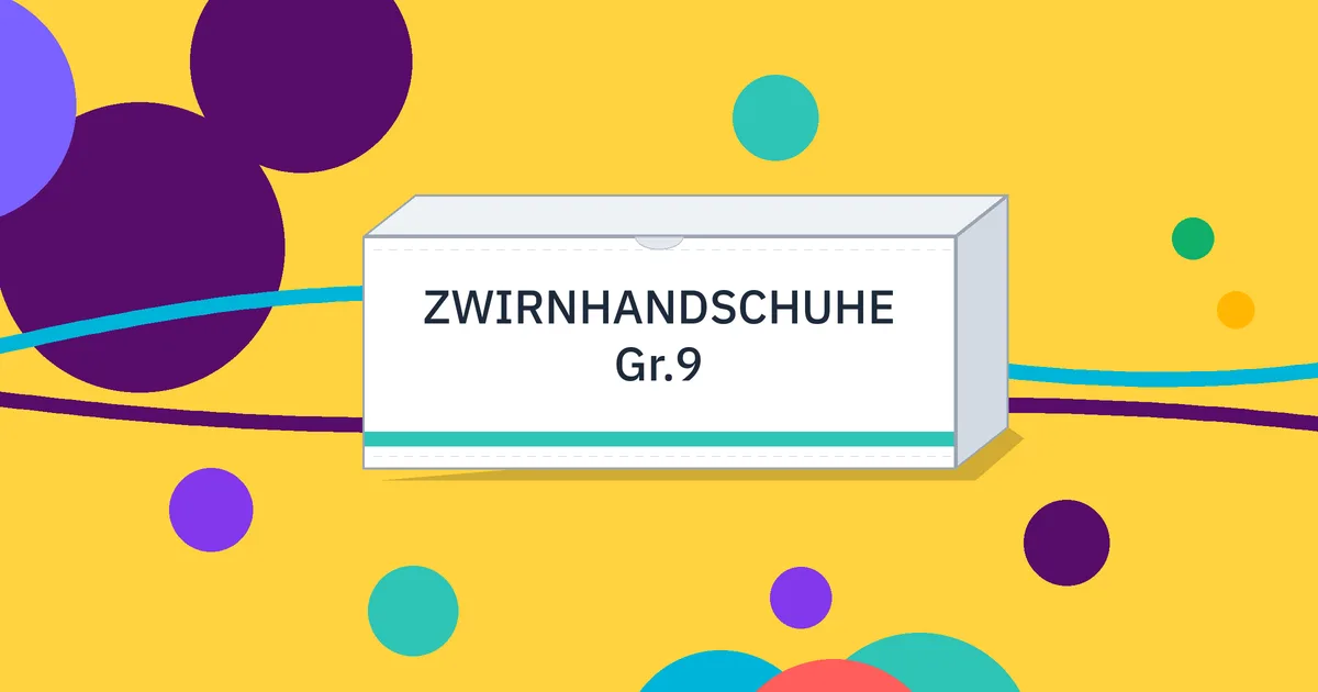 Symbolbild: Packung mit der Aufschrift ZWIRNHANDSCHUHE Gr.9 (PZN 18397624) – Verfügbarkeit und Bezug in Apotheken in Frankfurt am Main