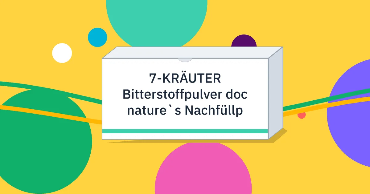Symbolbild: Packung mit der Aufschrift 7-KRÄUTER Bitterstoffpulver doc nature`s Nachfüllp (PZN 20892383) – Verfügbarkeit und Bezug in Apotheken in Frankfurt am Main