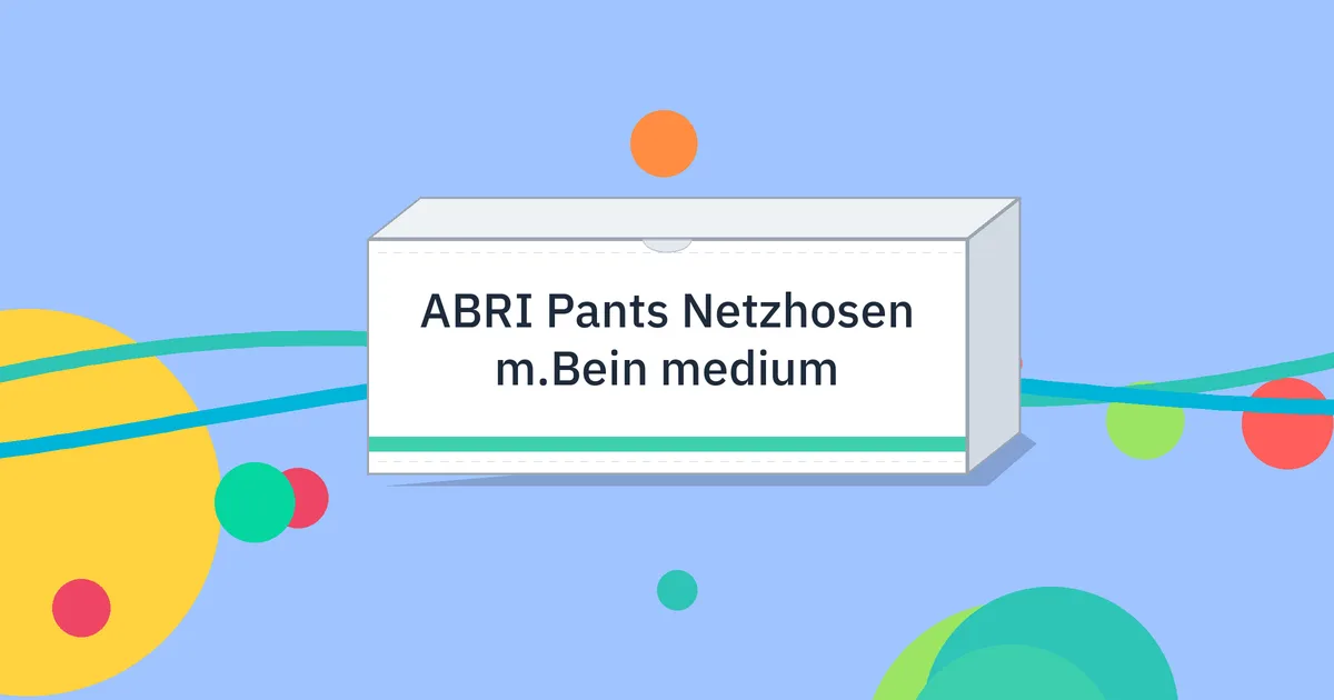 Symbolbild: Packung mit der Aufschrift ABRI Pants Netzhosen m.Bein medium (PZN 00112012) – Verfügbarkeit und Bezug in Apotheken in Frankfurt am Main