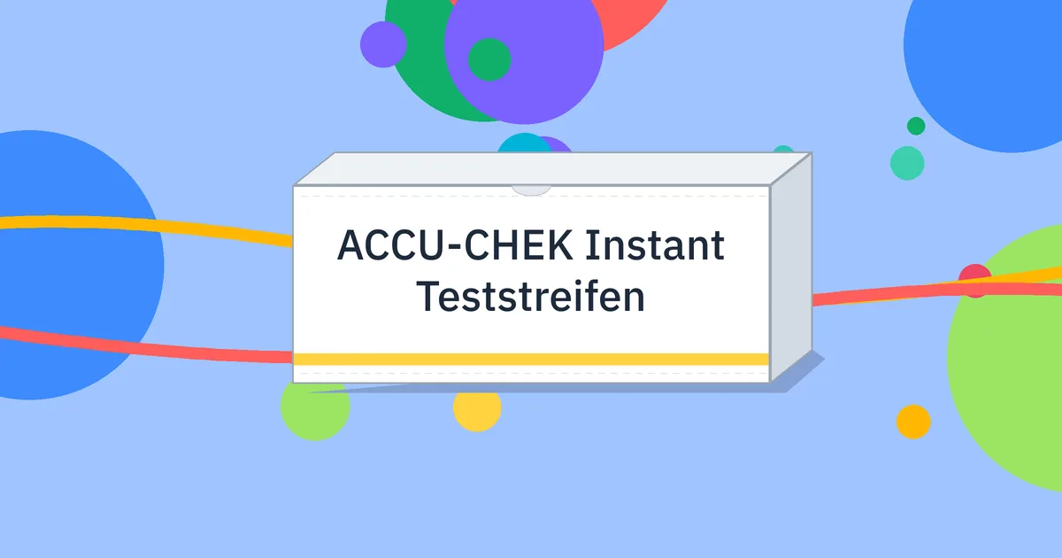 Symbolbild: Packung mit der Aufschrift ACCU-CHEK Instant Teststreifen (PZN 19805031) – Verfügbarkeit und Bezug in Apotheken in Frankfurt am Main