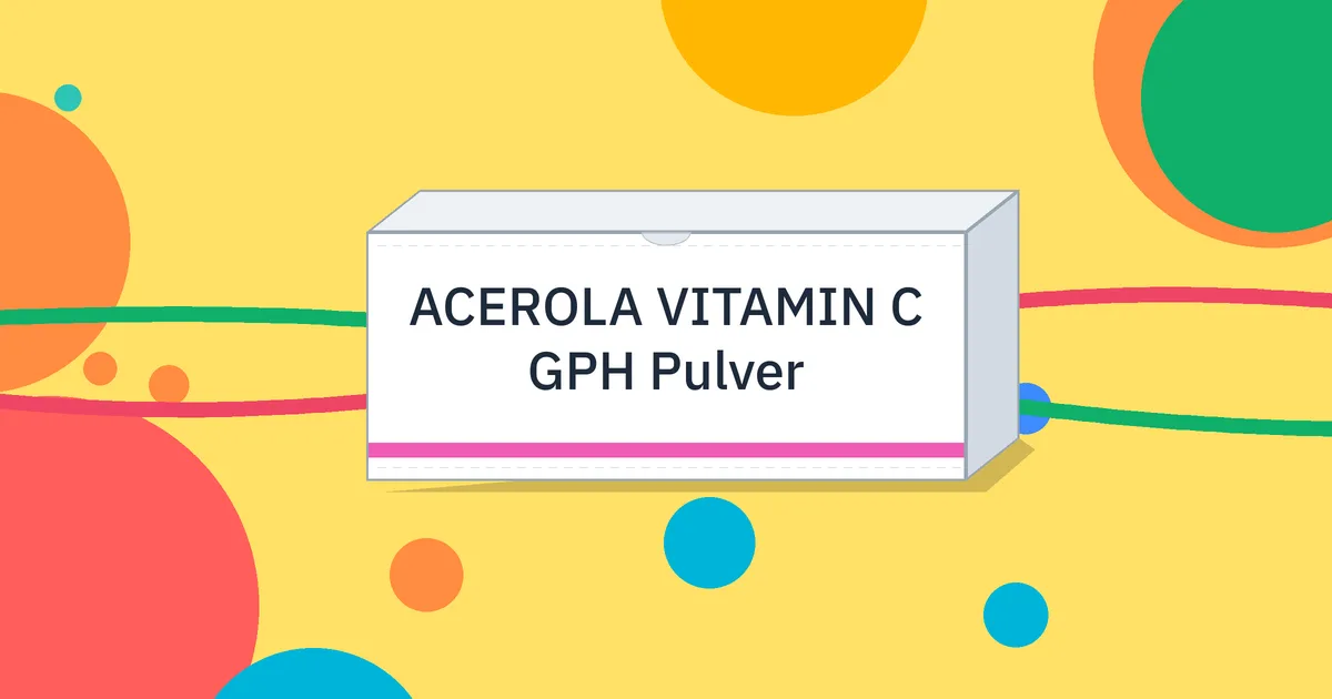 Symbolbild: Packung mit der Aufschrift ACEROLA VITAMIN C GPH Pulver (PZN 10145886) – Verfügbarkeit und Bezug in Apotheken in Frankfurt am Main