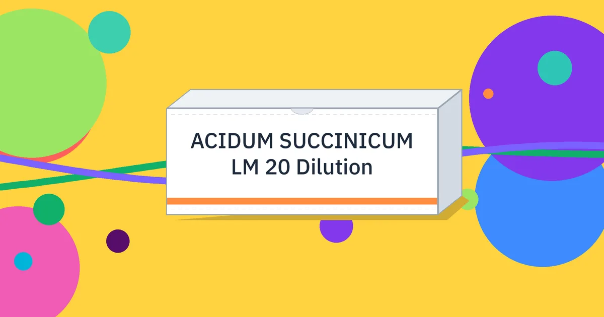 Symbolbild: Packung mit der Aufschrift ACIDUM SUCCINICUM LM 20 Dilution (PZN 13284051) – Verfügbarkeit und Bezug in Apotheken in Frankfurt am Main