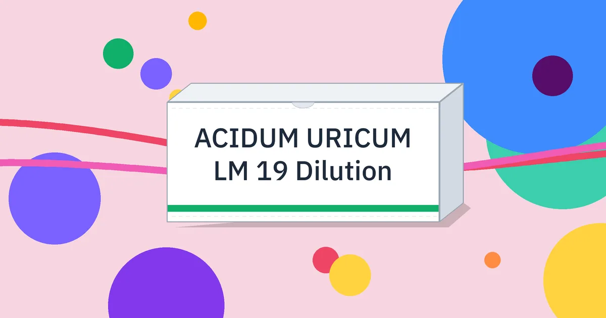 Symbolbild: Packung mit der Aufschrift ACIDUM URICUM LM 19 Dilution (PZN 13288801) – Verfügbarkeit und Bezug in Apotheken in Frankfurt am Main