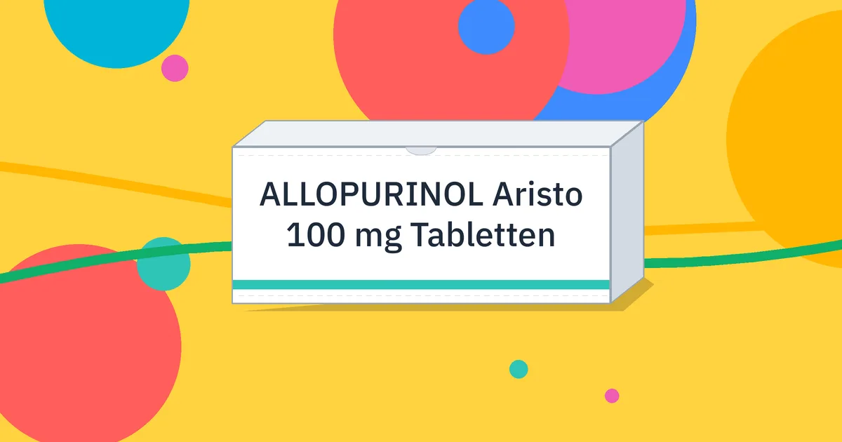Symbolbild: Packung mit der Aufschrift ALLOPURINOL Aristo 100 mg Tabletten (PZN 18085675) – Verfügbarkeit und Bezug in Apotheken in Frankfurt am Main