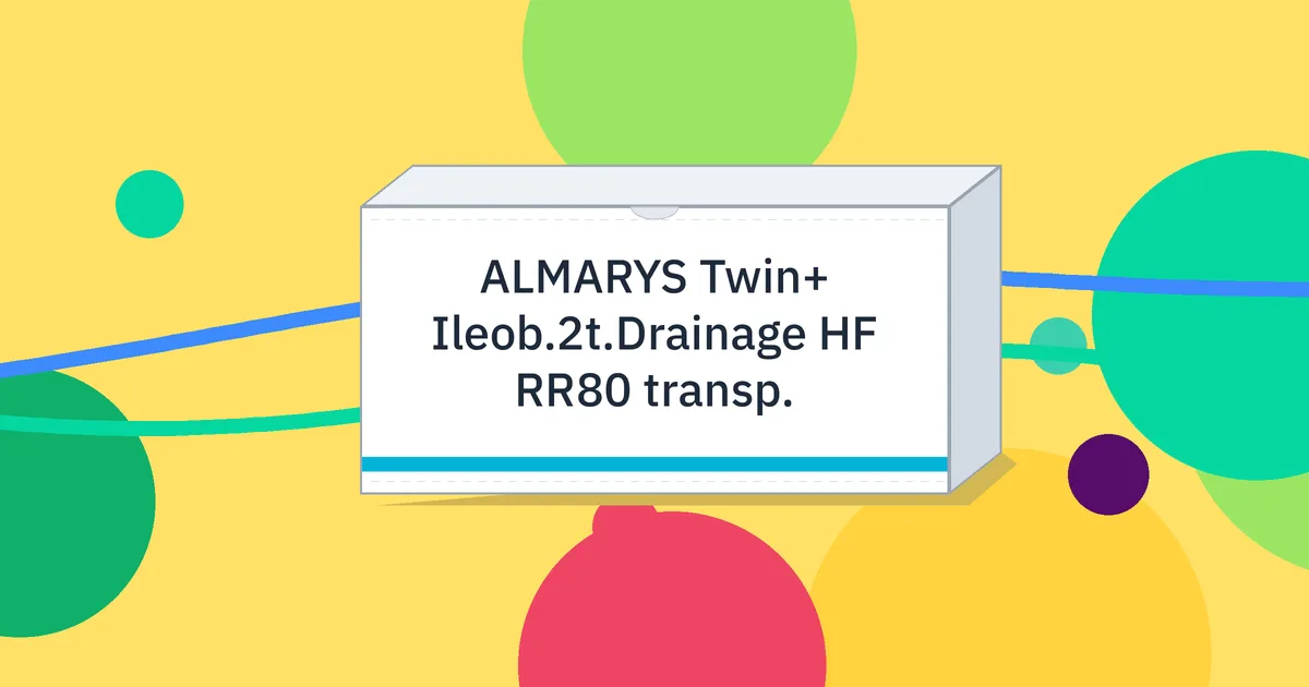 Symbolbild: Packung mit der Aufschrift ALMARYS Twin+ Ileob.2t.Drainage HF RR80 transp. (PZN 04222795) – Verfügbarkeit und Bezug in Apotheken in Frankfurt am Main