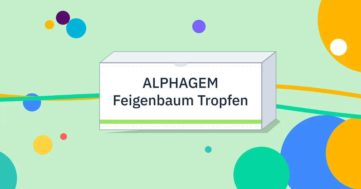 Symbolbild: Packung mit der Aufschrift ALPHAGEM Feigenbaum Tropfen (PZN 20297611) – Verfügbarkeit und Bezug in Apotheken in Frankfurt am Main
