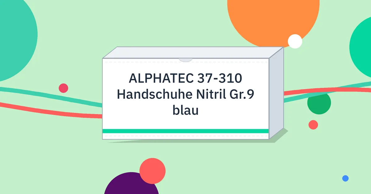 Symbolbild: Packung mit der Aufschrift ALPHATEC 37-310 Handschuhe Nitril Gr.9 blau (PZN 18702820) – Verfügbarkeit und Bezug in Apotheken in Frankfurt am Main