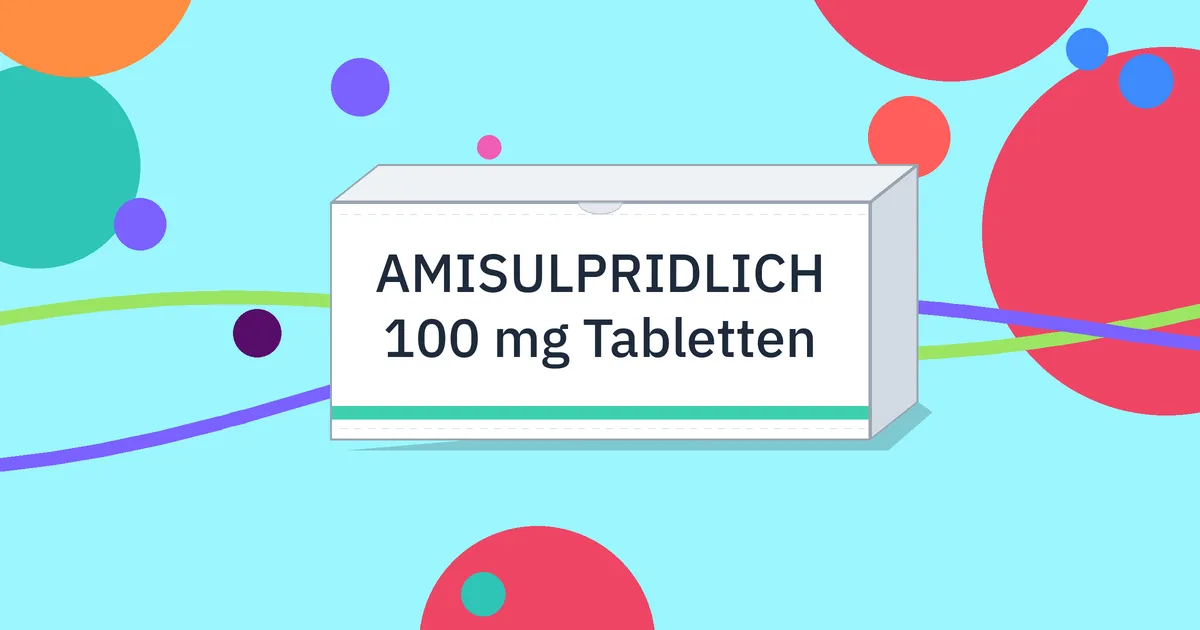 Symbolbild: Packung mit der Aufschrift AMISULPRIDLICH 100 mg Tabletten (PZN 02943929) – Verfügbarkeit und Bezug in Apotheken in Frankfurt am Main
