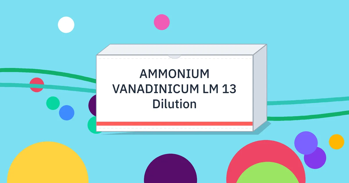 Symbolbild: Packung mit der Aufschrift AMMONIUM VANADINICUM LM 13 Dilution (PZN 13324141) – Verfügbarkeit und Bezug in Apotheken in Frankfurt am Main