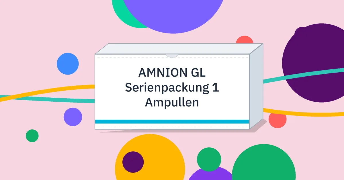 Symbolbild: Packung mit der Aufschrift AMNION GL Serienpackung 1 Ampullen (PZN 00847400) – Verfügbarkeit und Bezug in Apotheken in Frankfurt am Main
