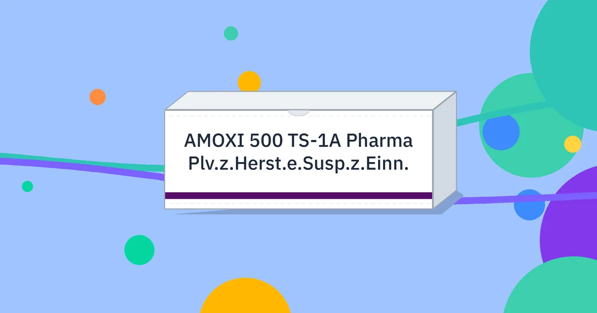 Symbolbild: Packung mit der Aufschrift AMOXI 500 TS-1A Pharma Plv.z.Herst.e.Susp.z.Einn. (PZN 00658840) – Verfügbarkeit und Bezug in Apotheken in Frankfurt am Main