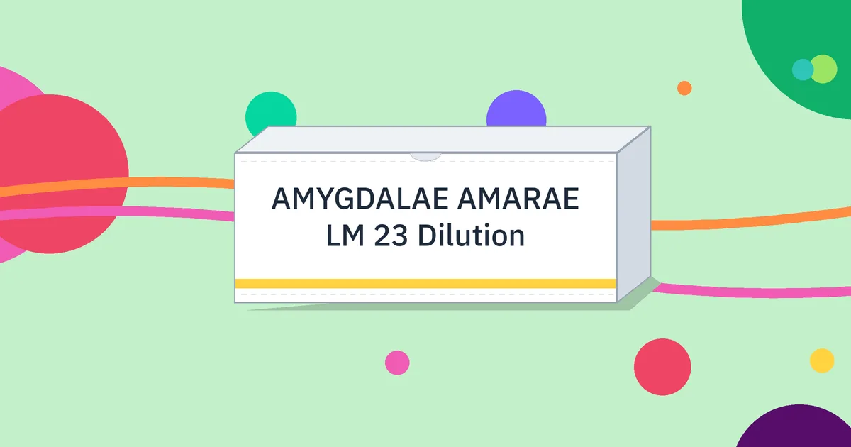 Symbolbild: Packung mit der Aufschrift AMYGDALAE AMARAE LM 23 Dilution (PZN 13325689) – Verfügbarkeit und Bezug in Apotheken in Frankfurt am Main