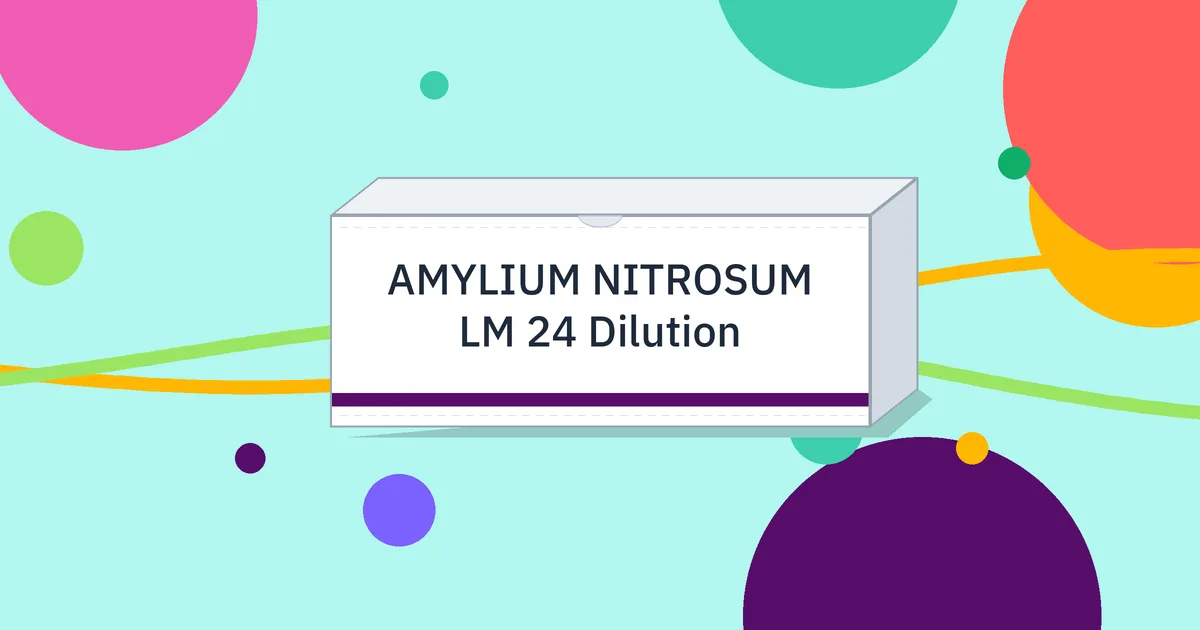 Symbolbild: Packung mit der Aufschrift AMYLIUM NITROSUM LM 24 Dilution (PZN 13326631) – Verfügbarkeit und Bezug in Apotheken in Frankfurt am Main