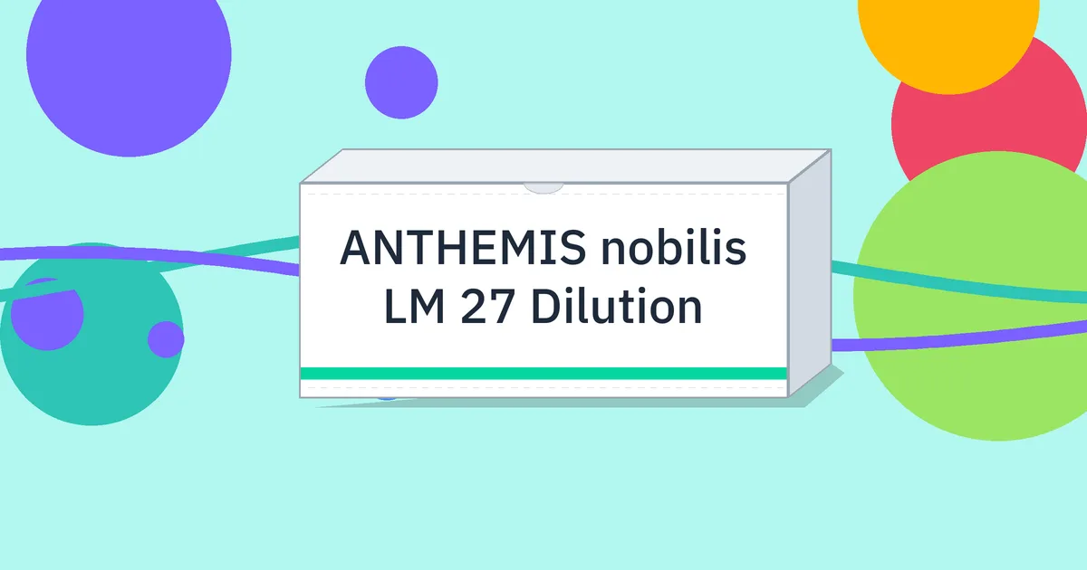 Symbolbild: Packung mit der Aufschrift ANTHEMIS nobilis LM 27 Dilution (PZN 12763513) – Verfügbarkeit und Bezug in Apotheken in Frankfurt am Main