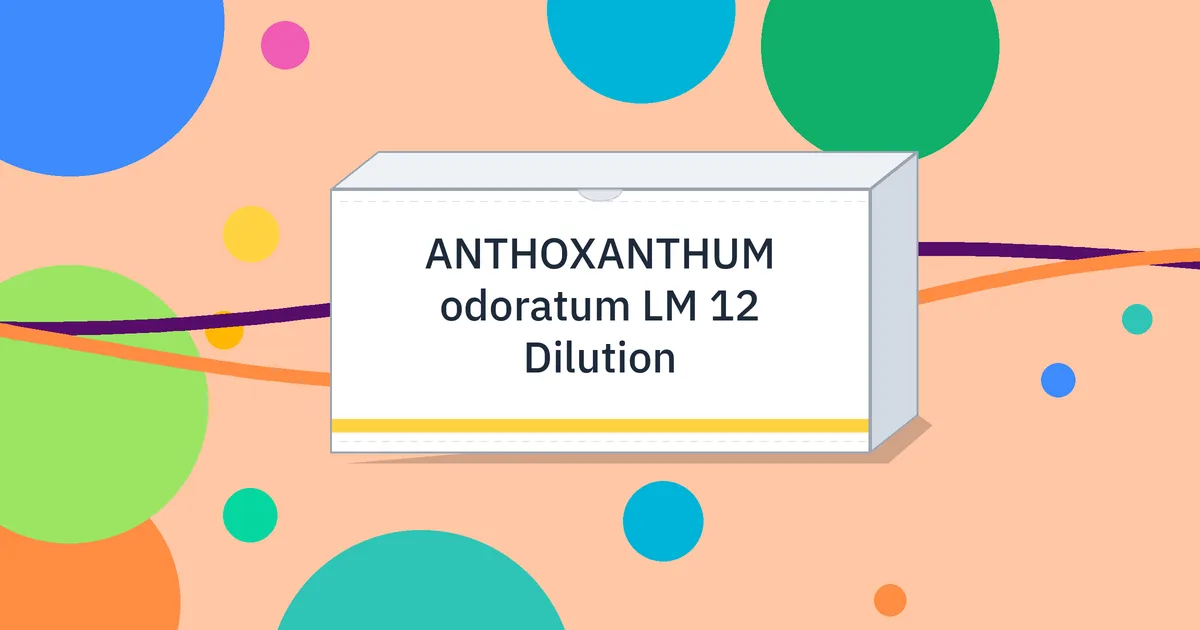 Symbolbild: Packung mit der Aufschrift ANTHOXANTHUM odoratum LM 12 Dilution (PZN 13369830) – Verfügbarkeit und Bezug in Apotheken in Frankfurt am Main