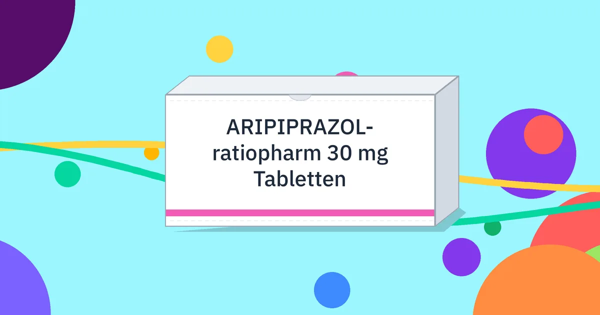 Symbolbild: Packung mit der Aufschrift ARIPIPRAZOL-ratiopharm 30 mg Tabletten (PZN 10308420) – Verfügbarkeit und Bezug in Apotheken in Frankfurt am Main