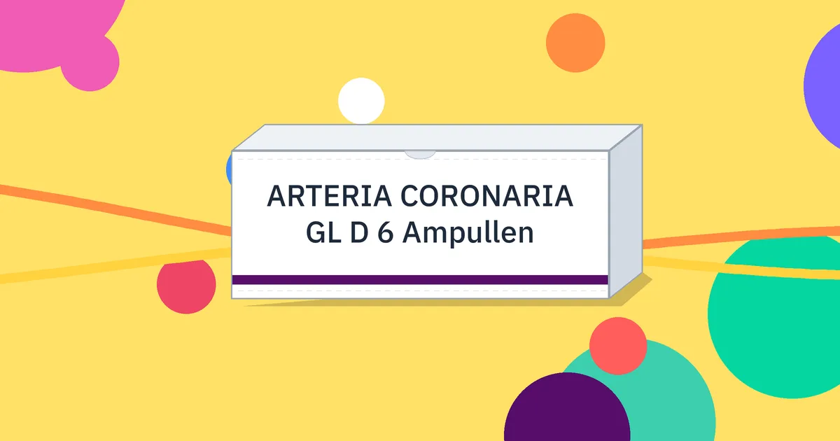 Symbolbild: Packung mit der Aufschrift ARTERIA CORONARIA GL D 6 Ampullen (PZN 02829760) – Verfügbarkeit und Bezug in Apotheken in Frankfurt am Main