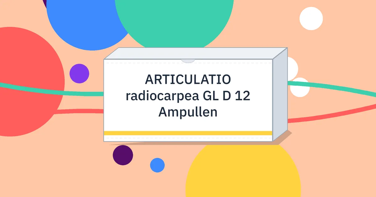 Symbolbild: Packung mit der Aufschrift ARTICULATIO radiocarpea GL D 12 Ampullen (PZN 02907218) – Verfügbarkeit und Bezug in Apotheken in Frankfurt am Main