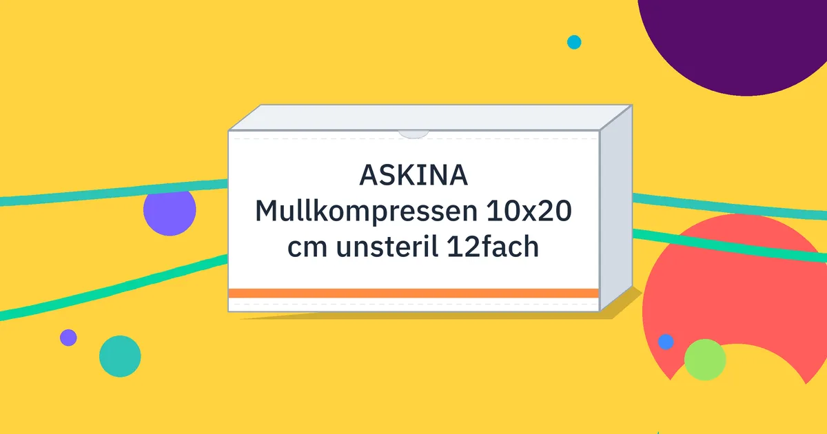 Symbolbild: Packung mit der Aufschrift ASKINA Mullkompressen 10x20 cm unsteril 12fach (PZN 12735675) – Verfügbarkeit und Bezug in Apotheken in Frankfurt am Main