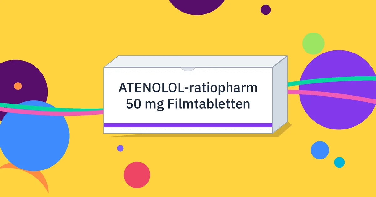 Symbolbild: Packung mit der Aufschrift ATENOLOL-ratiopharm 50 mg Filmtabletten (PZN 03339414) – Verfügbarkeit und Bezug in Apotheken in Frankfurt am Main