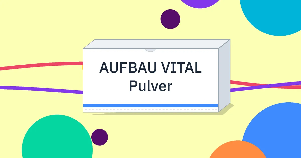 Symbolbild: Packung mit der Aufschrift AUFBAU VITAL Pulver (PZN 09780979) – Verfügbarkeit und Bezug in Apotheken in Frankfurt am Main