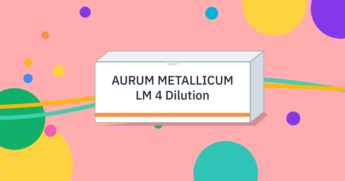 Symbolbild: Packung mit der Aufschrift AURUM METALLICUM LM 4 Dilution (PZN 12785006) – Verfügbarkeit und Bezug in Apotheken in Frankfurt am Main