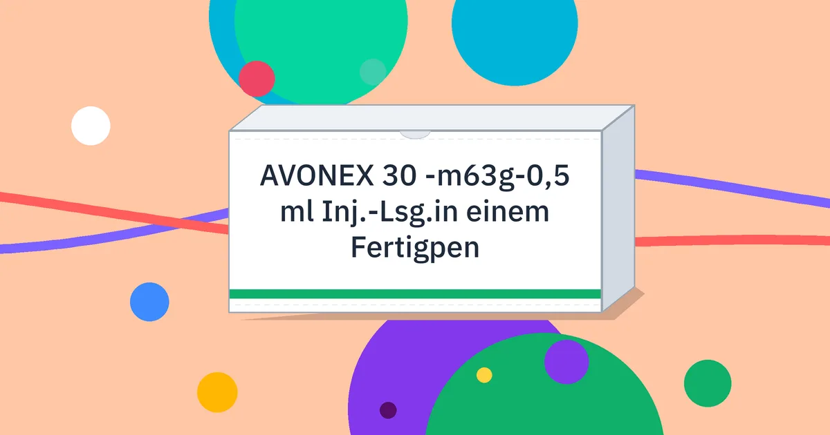 Symbolbild: Packung mit der Aufschrift AVONEX 30 -m63g-0,5 ml Inj.-Lsg.in einem Fertigpen (PZN 14178279) – Verfügbarkeit und Bezug in Apotheken in Frankfurt am Main