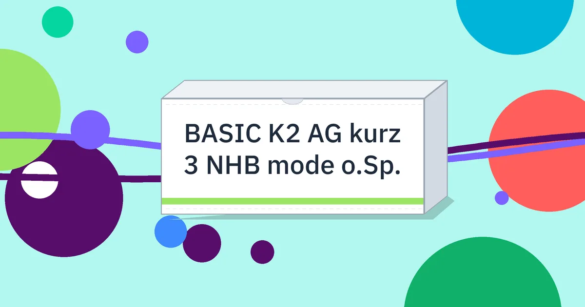 Symbolbild: Packung mit der Aufschrift BASIC K2 AG kurz 3 NHB mode o.Sp. (PZN 20267248) – Verfügbarkeit und Bezug in Apotheken in Frankfurt am Main