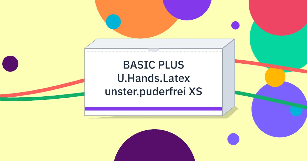 Symbolbild: Packung mit der Aufschrift BASIC PLUS U.Hands.Latex unster.puderfrei XS (PZN 15248533) – Verfügbarkeit und Bezug in Apotheken in Frankfurt am Main