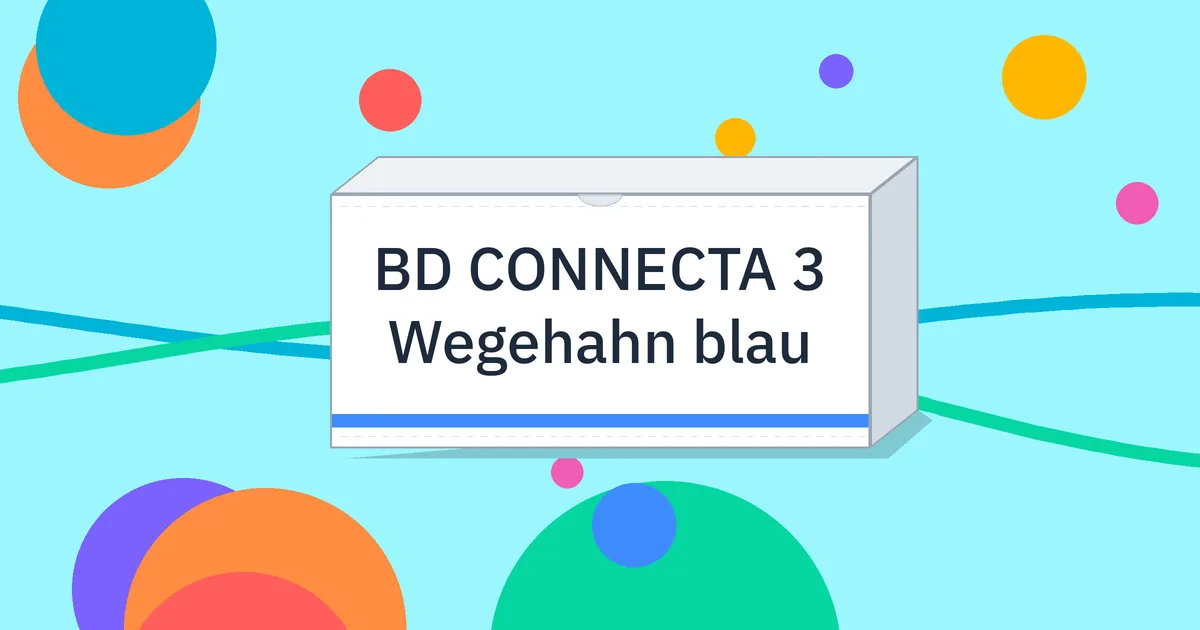 Symbolbild: Packung mit der Aufschrift BD CONNECTA 3 Wegehahn blau (PZN 08625722) – Verfügbarkeit und Bezug in Apotheken in Frankfurt am Main