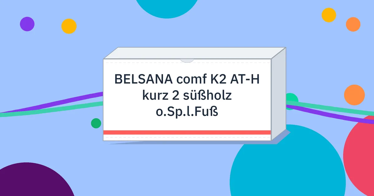 Symbolbild: Packung mit der Aufschrift BELSANA comf K2 AT-H kurz 2 süßholz o.Sp.l.Fuß (PZN 12328898) – Verfügbarkeit und Bezug in Apotheken in Frankfurt am Main