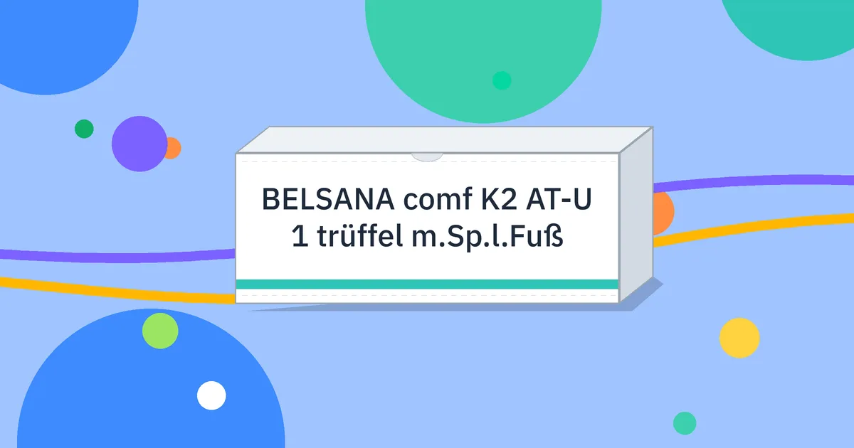 Symbolbild: Packung mit der Aufschrift BELSANA comf K2 AT-U 1 trüffel m.Sp.l.Fuß (PZN 12332440) – Verfügbarkeit und Bezug in Apotheken in Frankfurt am Main