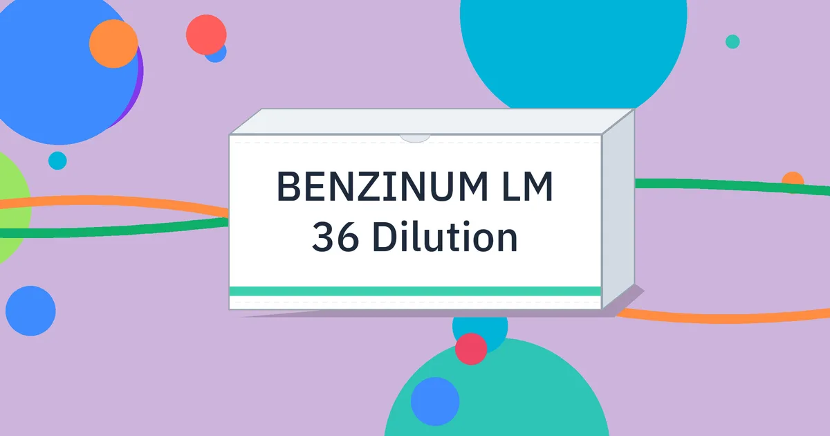 Symbolbild: Packung mit der Aufschrift BENZINUM LM 36 Dilution (PZN 12792259) – Verfügbarkeit und Bezug in Apotheken in Frankfurt am Main