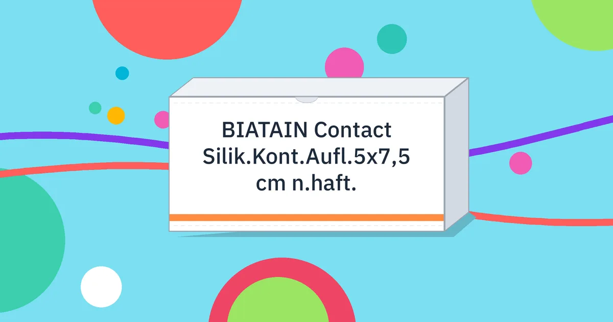 Symbolbild: Packung mit der Aufschrift BIATAIN Contact Silik.Kont.Aufl.5x7,5 cm n.haft. (PZN 16861477) – Verfügbarkeit und Bezug in Apotheken in Frankfurt am Main
