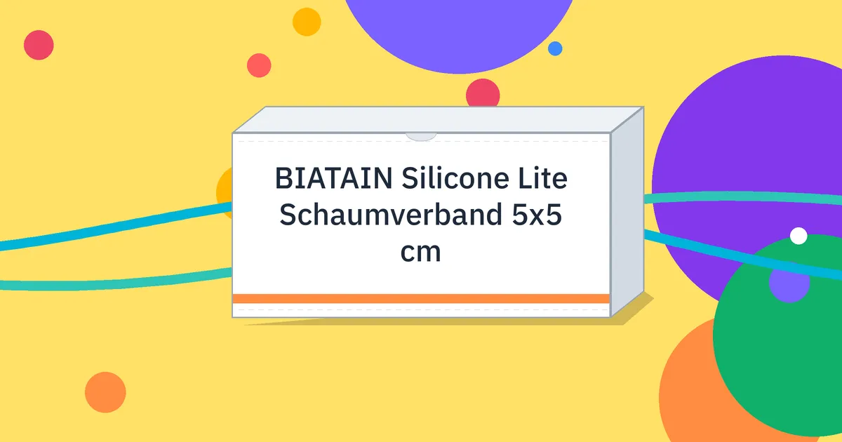 Symbolbild: Packung mit der Aufschrift BIATAIN Silicone Lite Schaumverband 5x5 cm (PZN 19348183) – Verfügbarkeit und Bezug in Apotheken in Frankfurt am Main